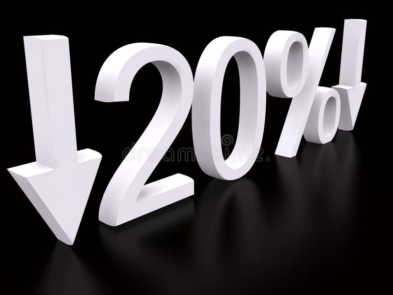 20 Prozent Grünen Unten Auf Schwarzem Stock Abbildung - Illustration ...