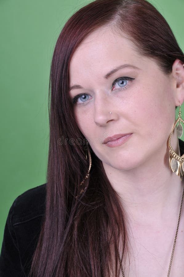 20 Something Female Portrait on Green Screen Stock Image - Image of ...