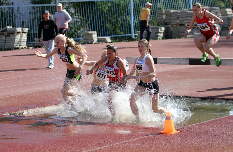 Steeplechase Barrier with Water Jump Stock Image - Image of stadium ...