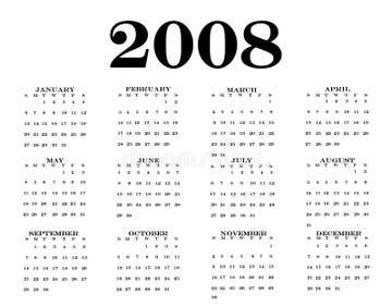 2008 Calendar stock illustration. Illustration of friday - 3348257