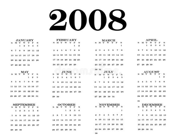 2008 Calendar stock illustration. Illustration of friday - 3348257