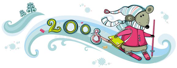 2008 mailman rat with skis stock vector. Illustration of drawing - 3839561