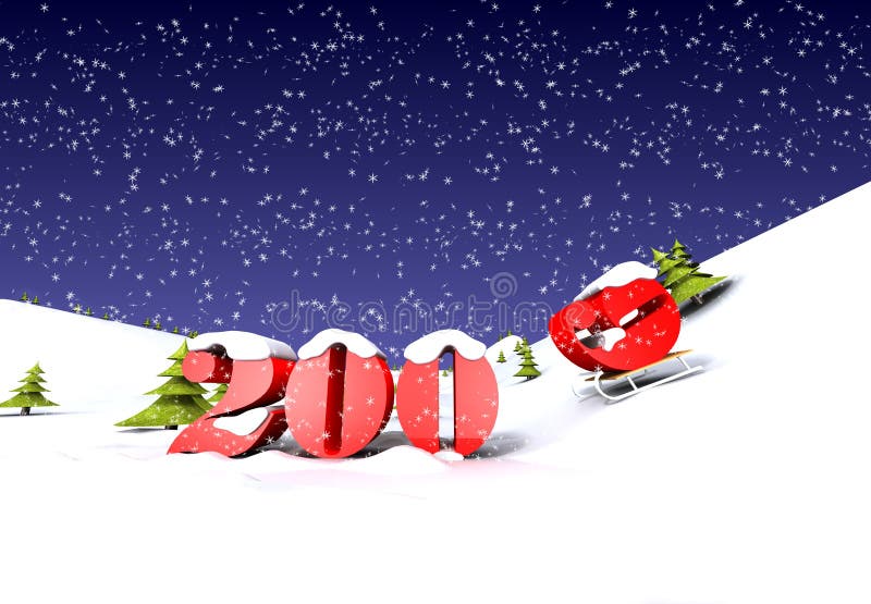 2009 is Cooming (with Snow) Stock Illustration - Illustration of winter ...