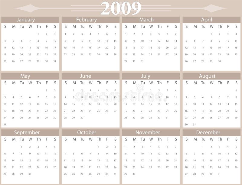 2009 Year calendar stock illustration. Illustration of december - 7013846
