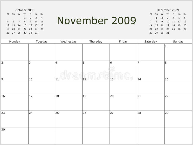 2009 Year Monthly calendar stock illustration. Illustration of date ...
