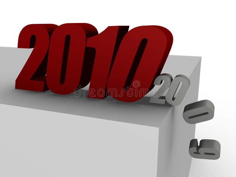 2010 Pushing 2009 Over the Edge - 3d Image Stock Illustration ...