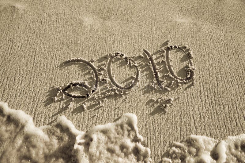 2010 Written in Sand on Beach Stock Photo - Image of ideas, cana: 8319196