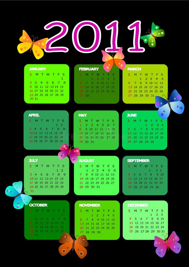 2011 calendar stock illustration. Illustration of calendar - 14110337