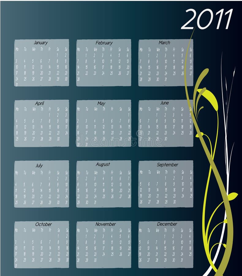 2011 calendar stock vector. Illustration of time, data - 14248163