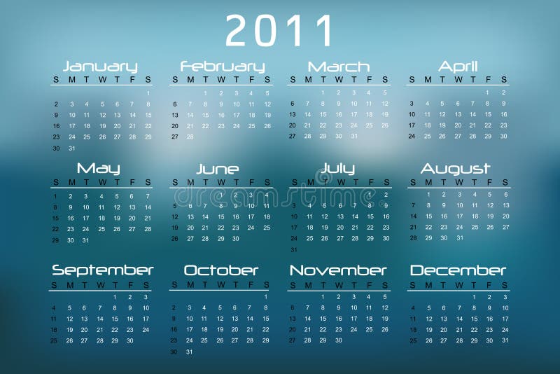 2011 Calendar stock illustration. Illustration of december - 14866515