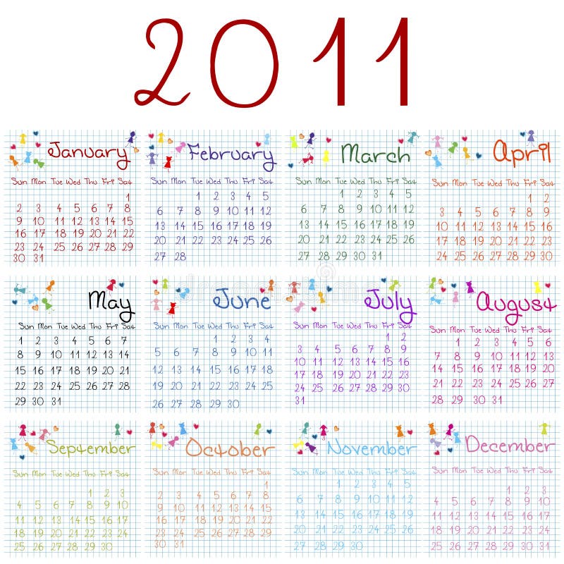 2011 calendar stock illustration. Illustration of october - 15586035