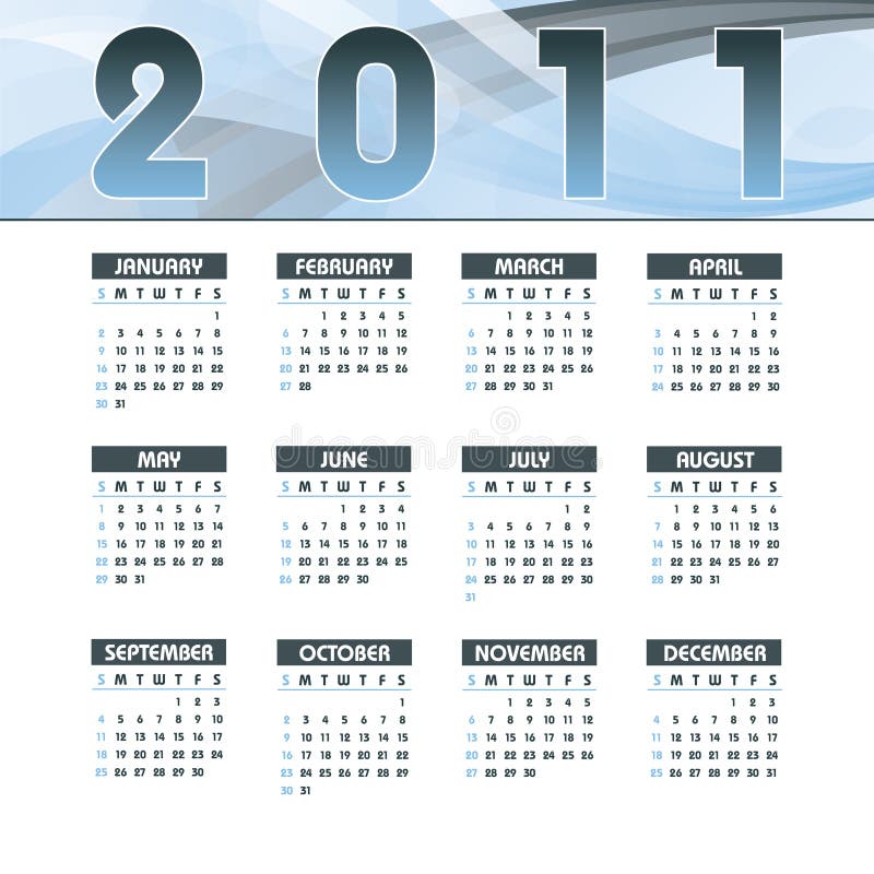 2011 Calendar. stock illustration. Illustration of schedule - 15852974