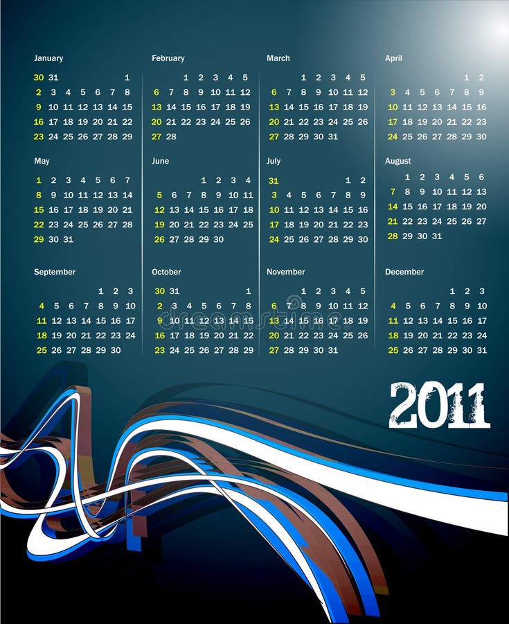 2011 calendar stock vector. Illustration of backdrop - 16905383