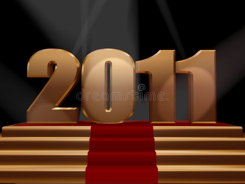 2011 on gold podium stock illustration. Illustration of creative - 16999894