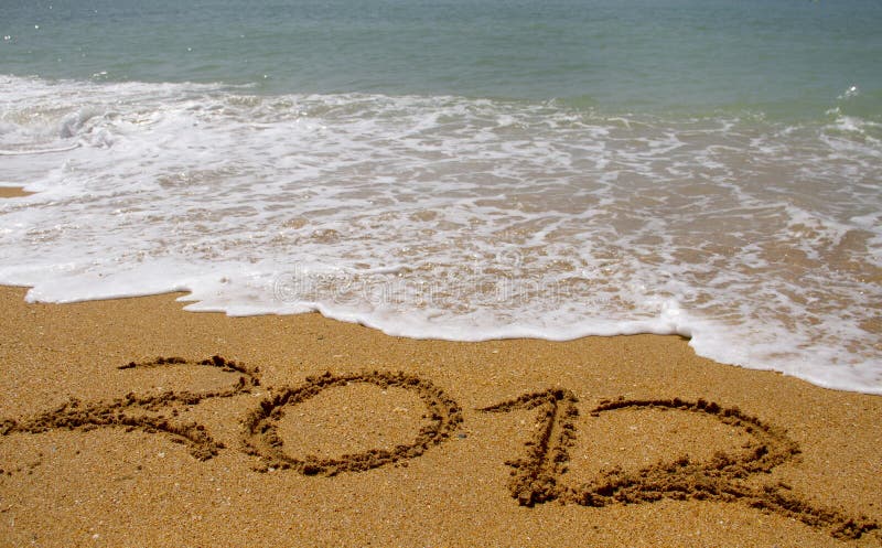 New Year 2015 on beach stock photo. Image of water, coastal - 34958258