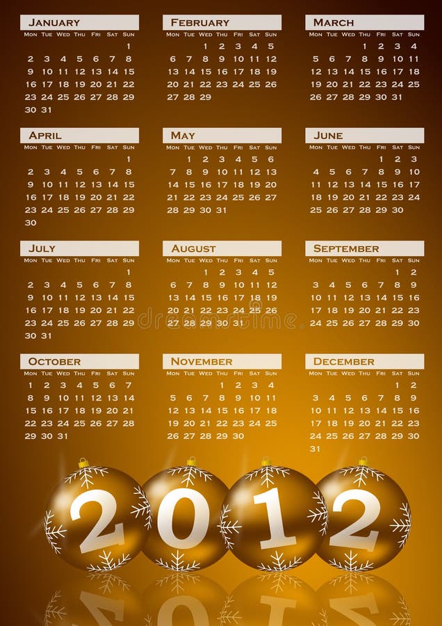 Calendar for 2012 year stock illustration. Illustration of office ...