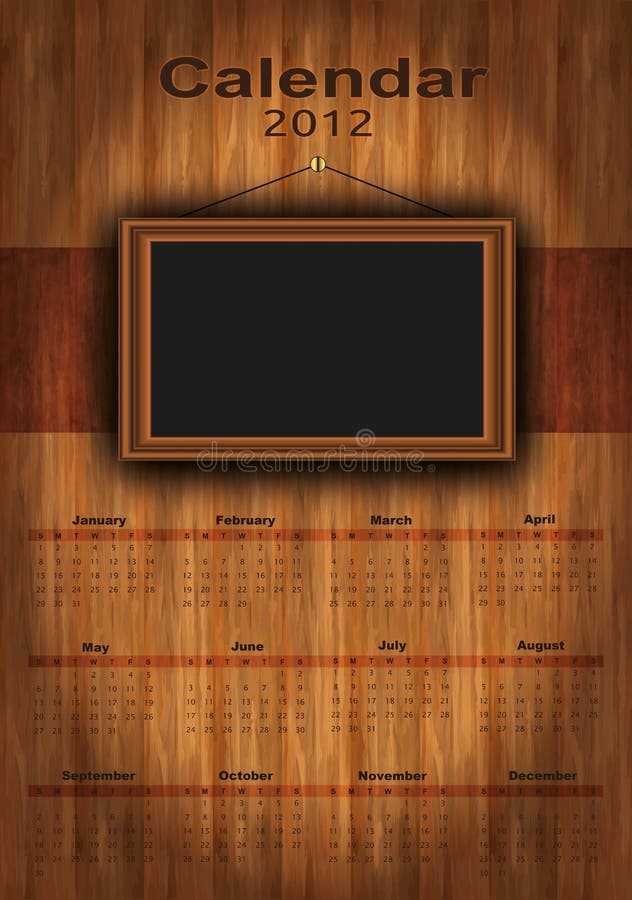2012 Calendar Wood, Photo Frame Stock Vector - Illustration of press ...