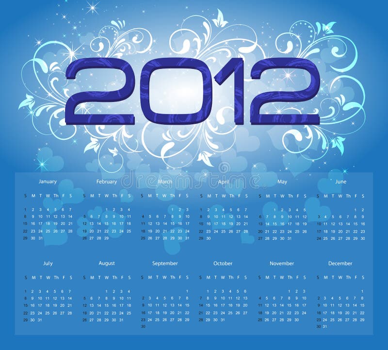 2012 Calender stock illustration. Illustration of copy - 21628525