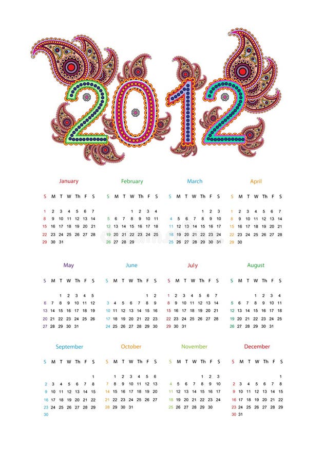 2012 Calender stock illustration. Illustration of background - 21628848