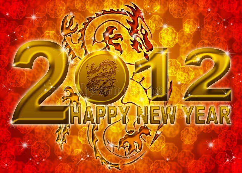 2012 New Year Golden Chinese Dragon Illustration Stock Illustration ...