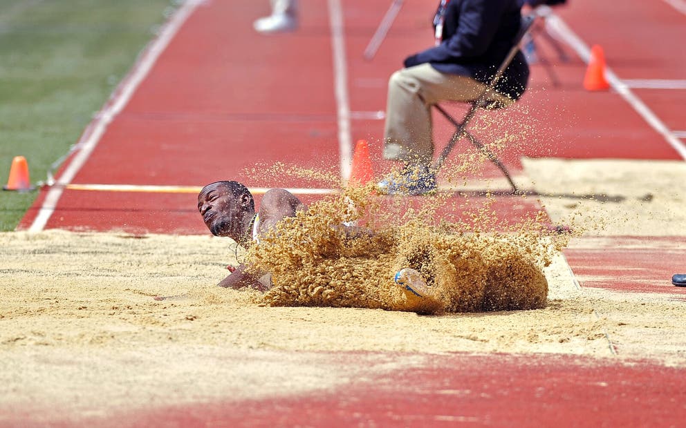 2012 Penn Relays - Long Jump Landing Editorial Photo - Image of ...