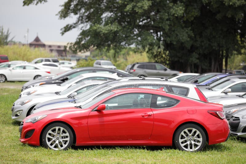 2012 Red Hyundai Genesis editorial stock photo. Image of editorial ...