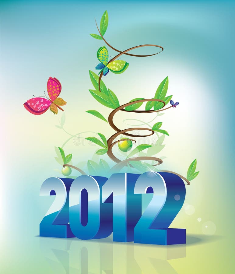 2012andGreen stock vector. Illustration of greetings - 22170287