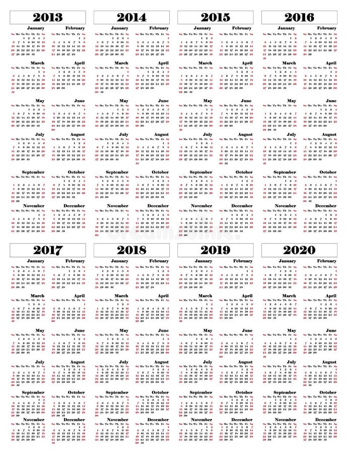 Calendar 2010-2019 stock vector. Illustration of vector - 11082093