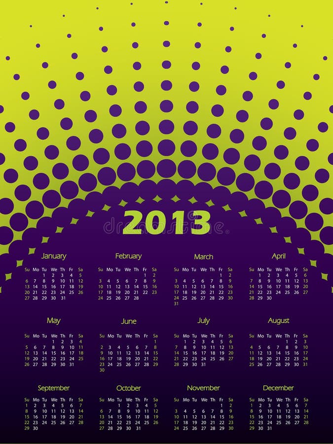 Vector Year of 2019 Calendar with Hexagon Pattern Stock Vector ...