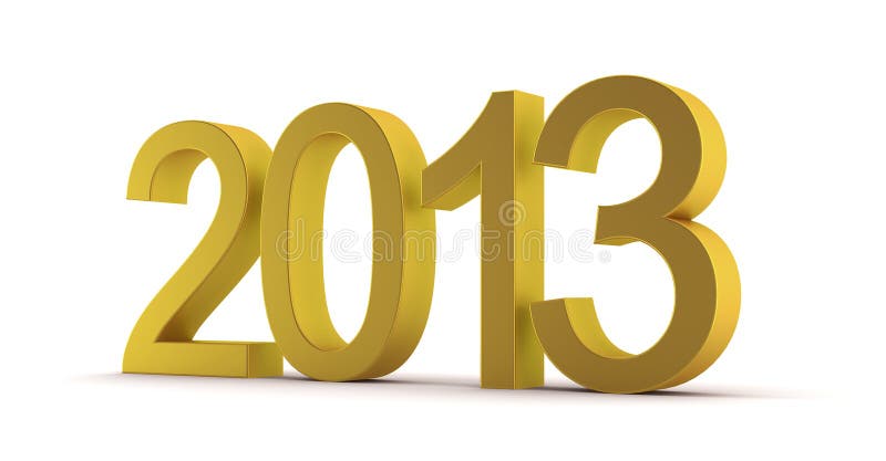 3d golden 2013 number stock illustration. Illustration of surface ...