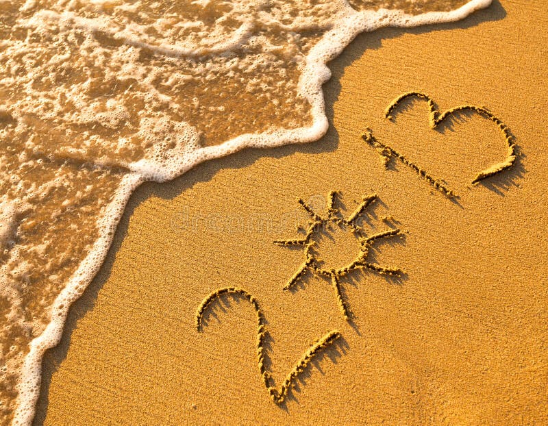 2013 Written in Sand on Beach Texture Stock Photo - Image of date ...