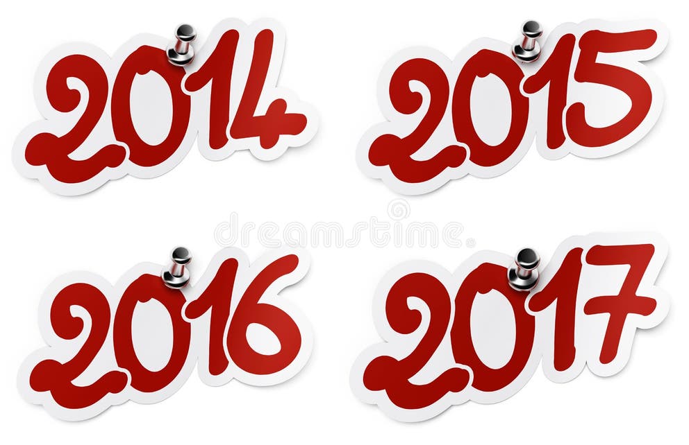 2014, 2015, 2016, 2017 Year Stickers Stock Illustration - Illustration ...
