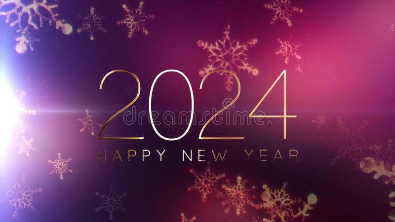 2024 Happy New Year Gold Text with Falling Snowflake Stock Video ...