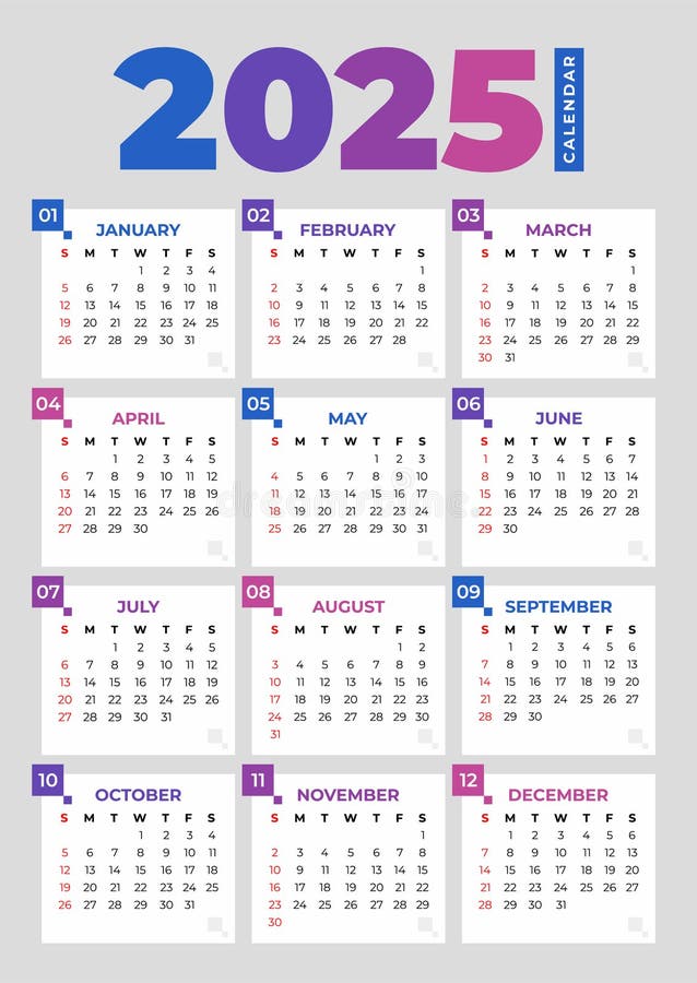 2025 Basic Calendar in White Background Stock Vector - Illustration of ...
