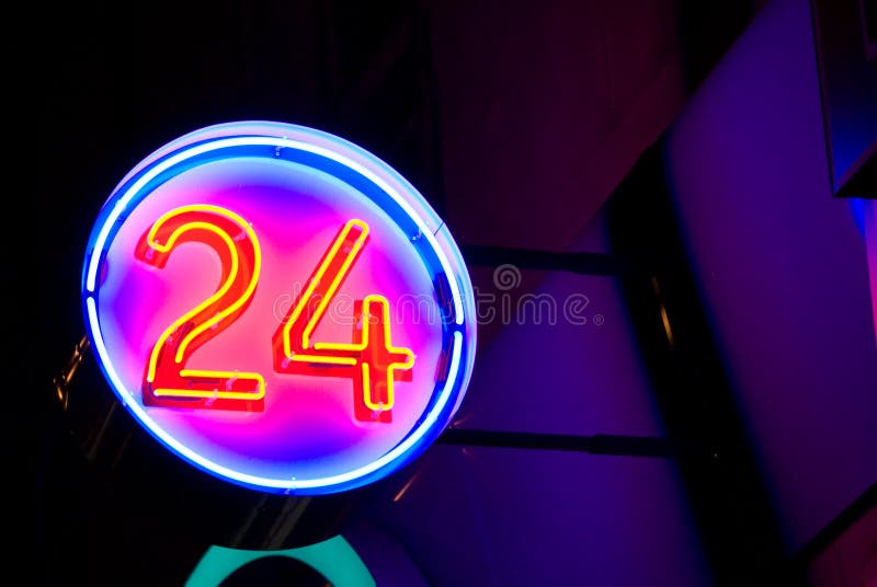 24 stock image. Image of time, clock, neon, interruption - 3594959