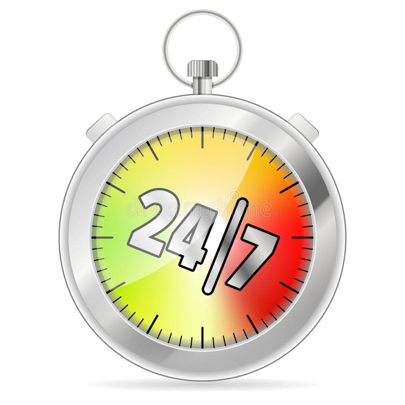 24-7 Service Concept. 24-7 Open. Support Service Icon. Vector Stock ...