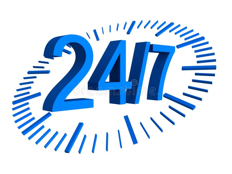 24/7 Work Concept Blue Numbers Stock Illustration - Illustration of ...