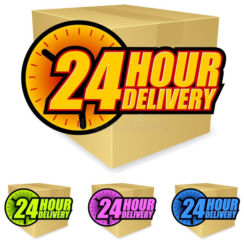 24 Hour Delivery Badges stock vector. Illustration of green - 33783351