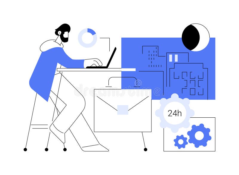 24 Hour Office Access Isolated Cartoon Vector Illustrations. Stock ...