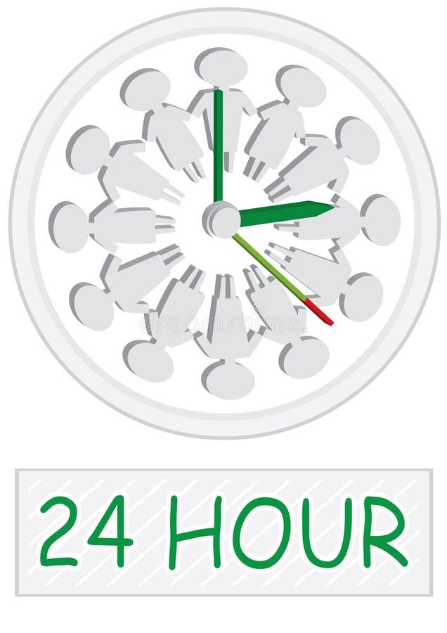 24 Hour People Working Clock_eps Stock Vector - Illustration of busy ...