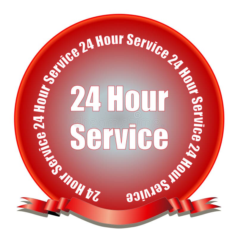 24 hours online service stock illustration. Illustration of label ...