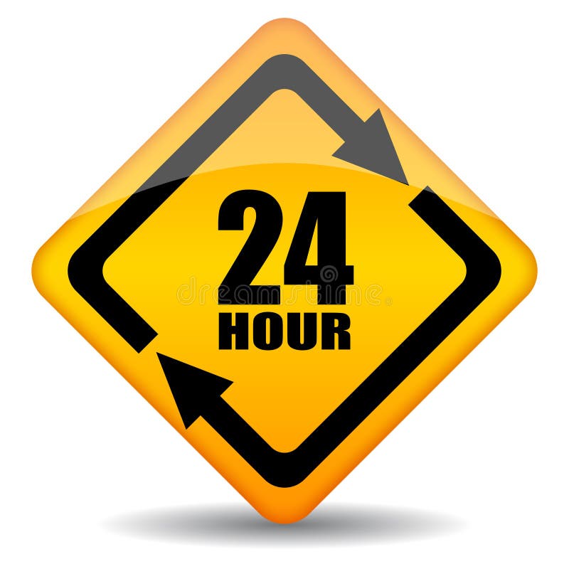 24 hour sign stock vector. Illustration of client, glowing - 24135105