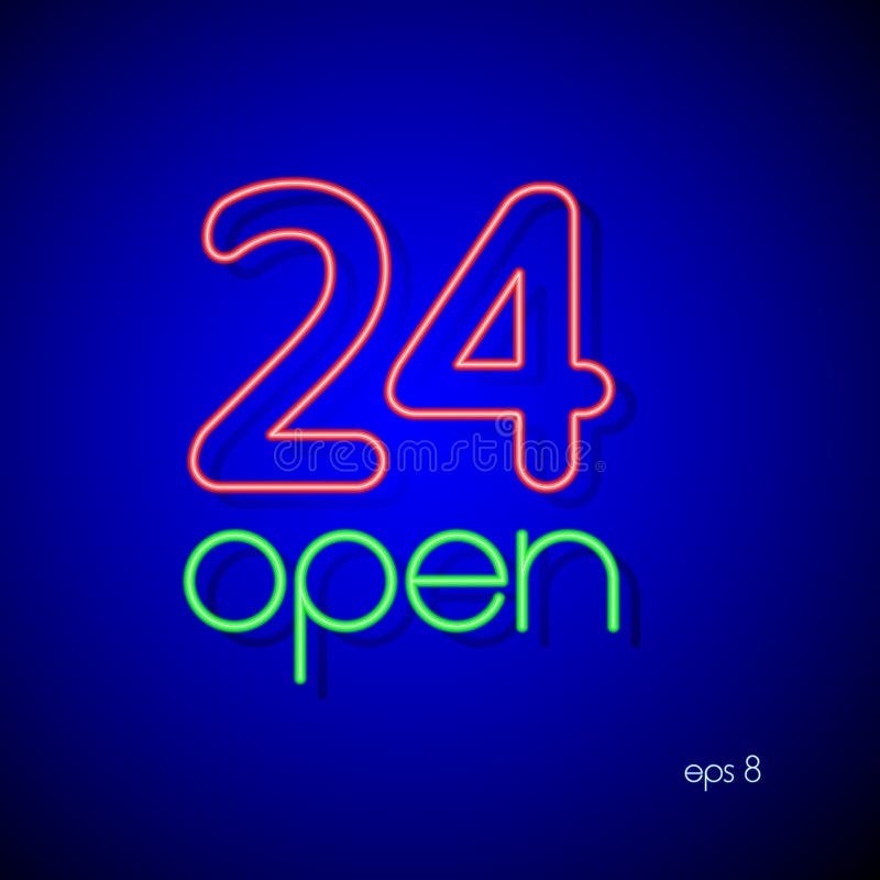 24 Open. Vector Illustration Stock Vector - Illustration of store ...