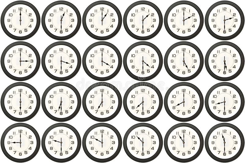 24 relojes cada media hora stock de ilustración. Ilustración de blanco ...