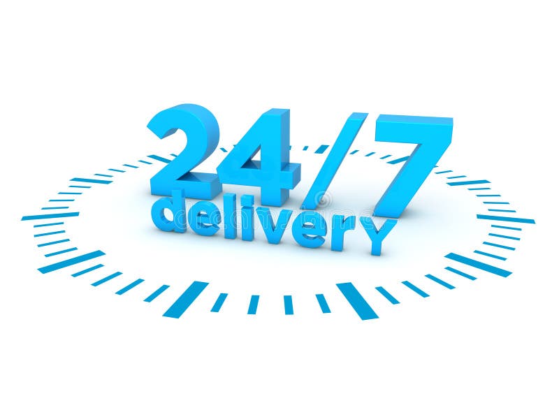 24/7 hours delivery stock vector. Illustration of push - 18554580