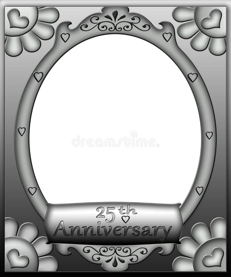 25th Anniversary Frame Border Stock Photo - Illustration of heart ...