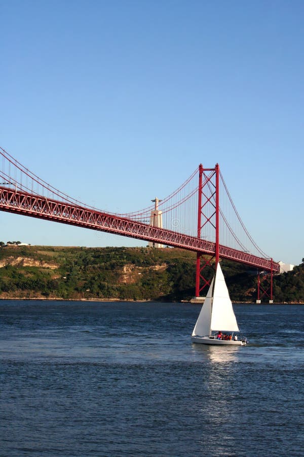 Long Bridge Over Tagus River in Lisbon at Sunrise Stock Image - Image ...
