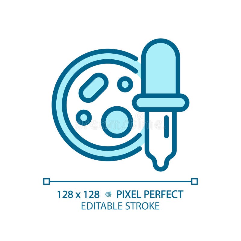 2D Customizable Thin Line Blue Bacteria with Dropper Icon Stock Vector ...