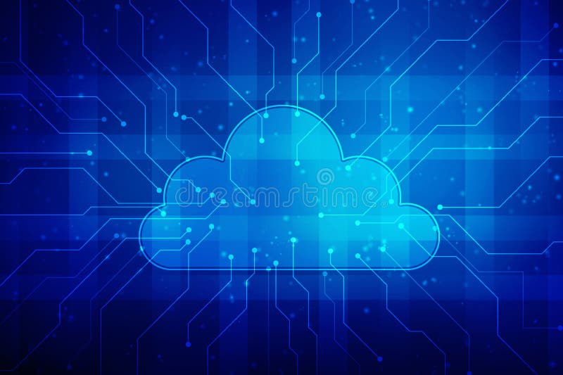 2d Illustration of Cloud Computing, Digital Cloud Computing Concept Background. Stock ...