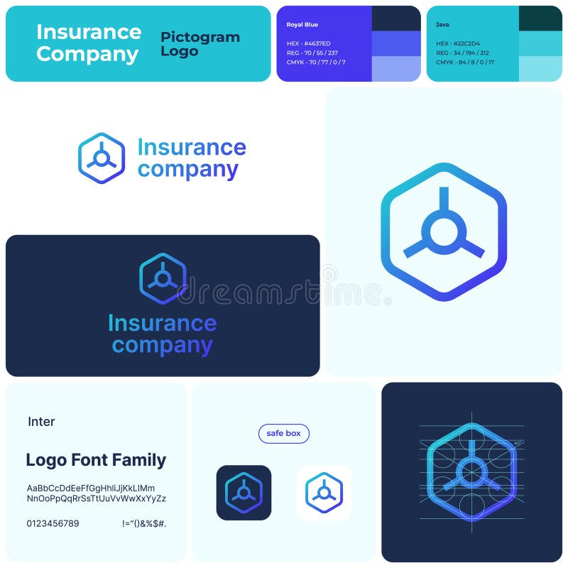 2D Insurance Company Branding Template with Safe Box Logo Stock Vector ...
